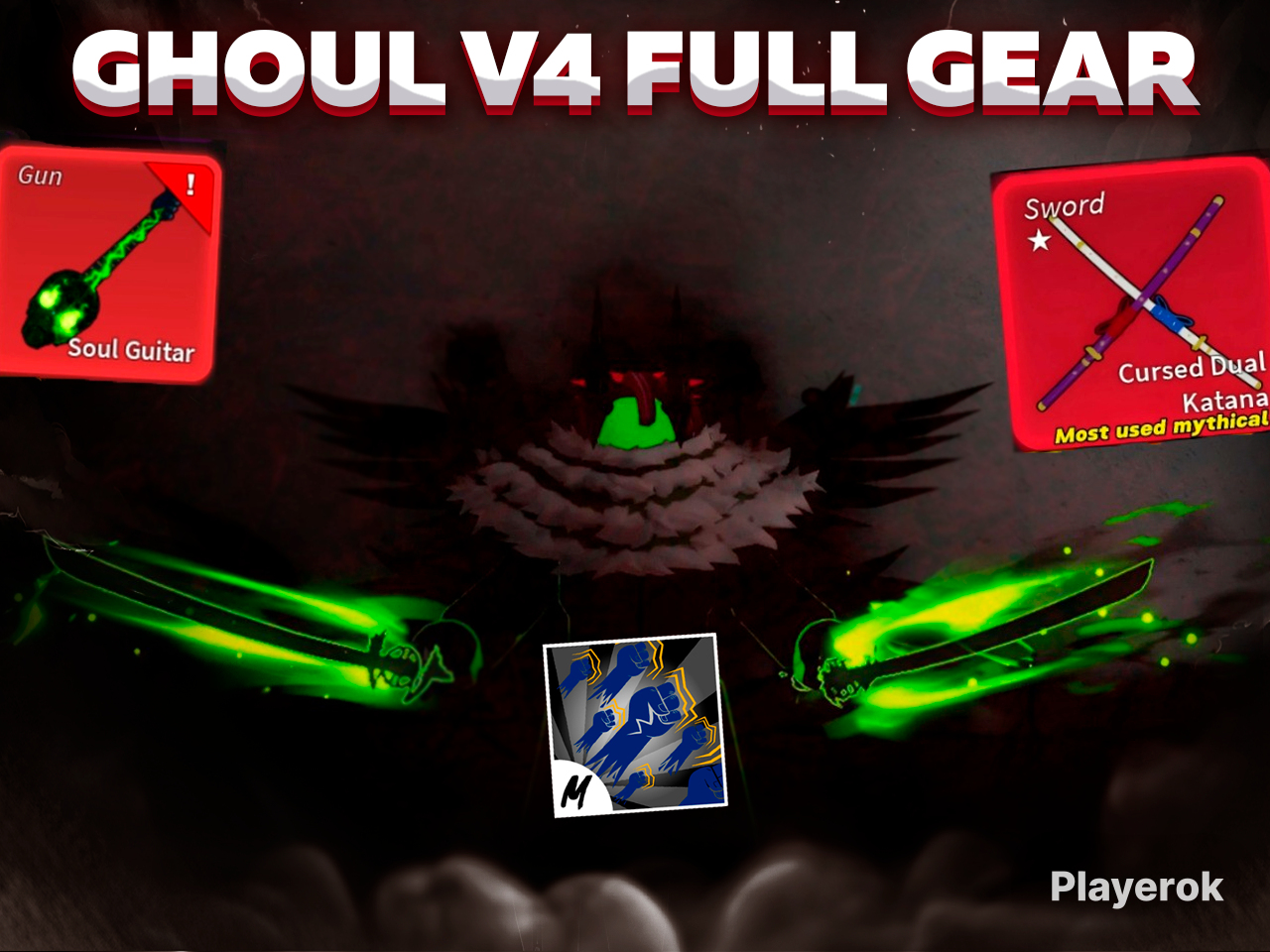 Купить 2650 LVL Ghoul V4 Full Gear + CDK + SG + GODHUMAN Roblox за 349 ...