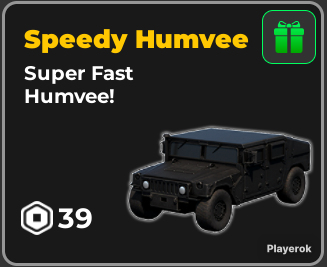 Купить 🎁Speedy Humvee🎁WAR TYCOON🎁 Roblox за 169 ₽ - Предметы Roblox